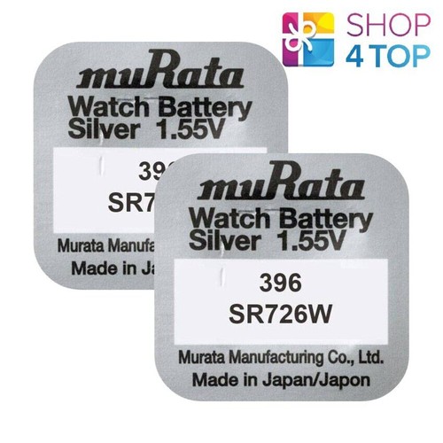 2 MURATA 396 SR726W BATTERIES SILVER 1.55V WATCH BATTERY CELL EXP 2025 ...