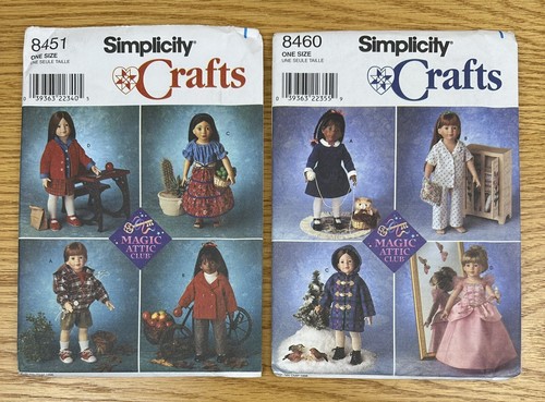Lot of 2 Simplicity Magic Attic Club 18" Doll Patterns 8451 8460 NEW ...
