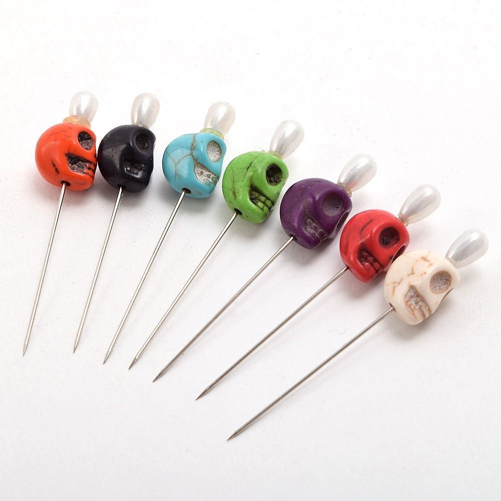 Gothic 7pcs Needles Voodoo Bead Skull Sharp Pins Evil Curse Vent Toys ...