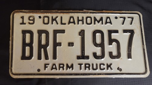 1977 Oklahoma License Plate BRF 1957 Farm Truck | eBay