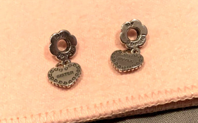 Authentic Pandora Sterling Silver My Special Sister 2 pc dangle Charm ...