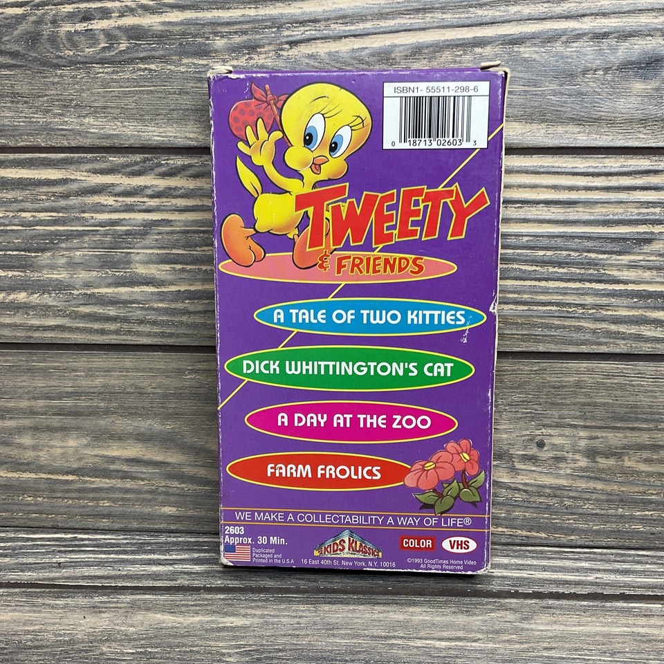 Vtg Tweety & Friends 4 Color Animated Cartoons Looney Tunes 1993 VHS ...