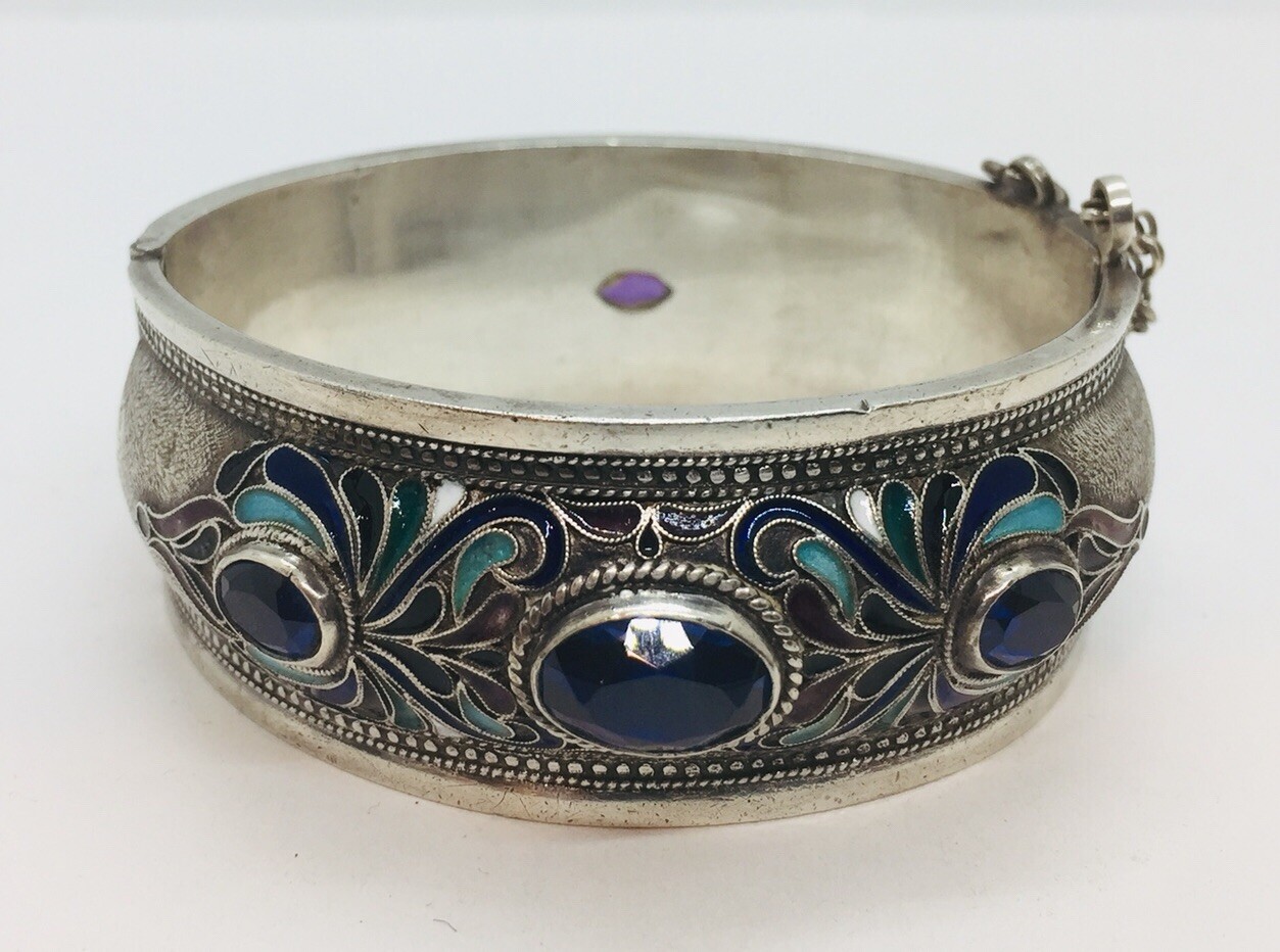 Antique Victorian Sterling Silver Syn. Sapphire Ameth… - Gem