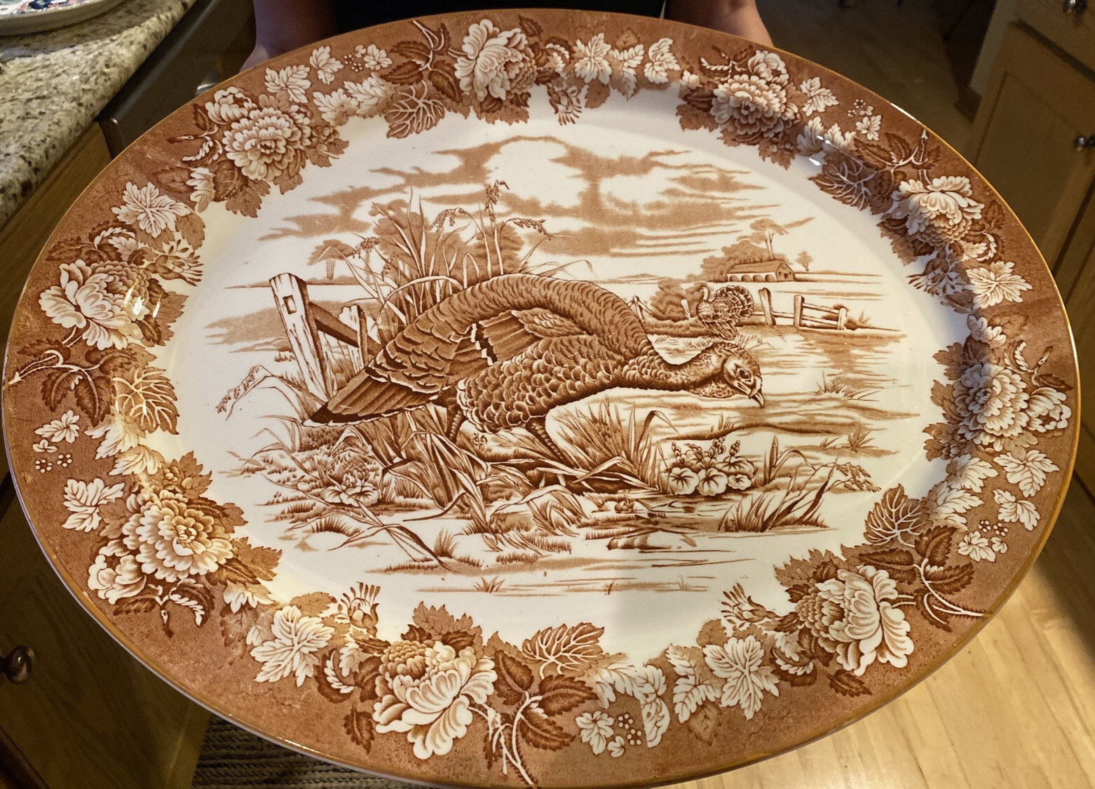 Vtg Woods Burslem England Enoch 1784 Ralph 1750 Brown turkey platter 21 ...