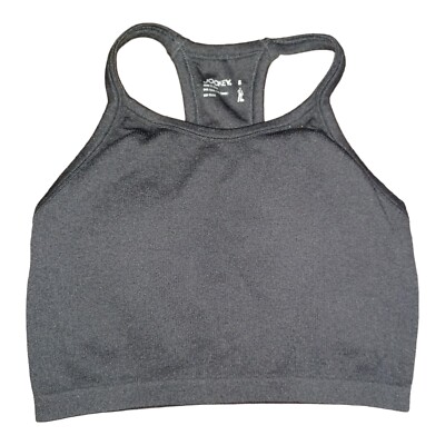 Jockey Sports Bra Sz S High Neck Cami Racerback Ribbed Black Padded ...