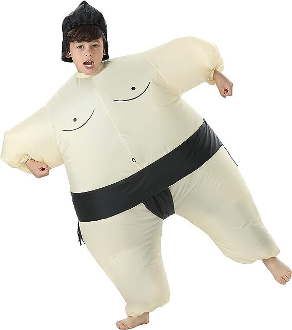 Sumo Wrestler Inflatable Kid Costume USB fan air filled fun child dress ...