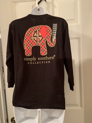 Simply Southern Collection Black Gold Elephant Youth Size M Sleeve T ...