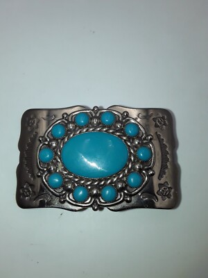 Vintage Nickel Silver Bell Turquoise Belt Buckle | eBay