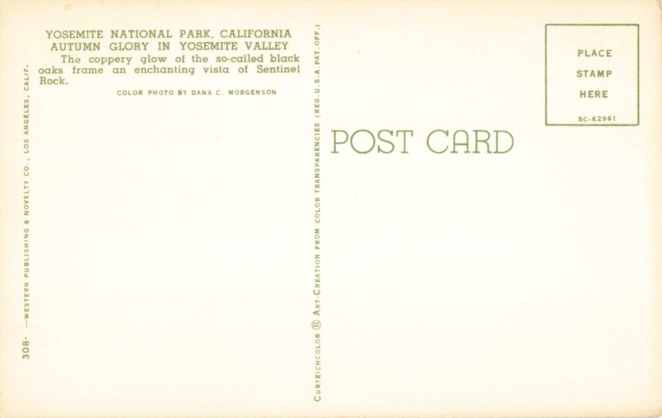 Yosemite National Park CA, Autumn Glory in Valley Sentinel Rock Vintage ...