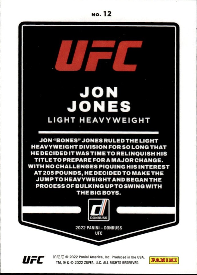 2022 Donruss UFC #12 Jon Jones | eBay