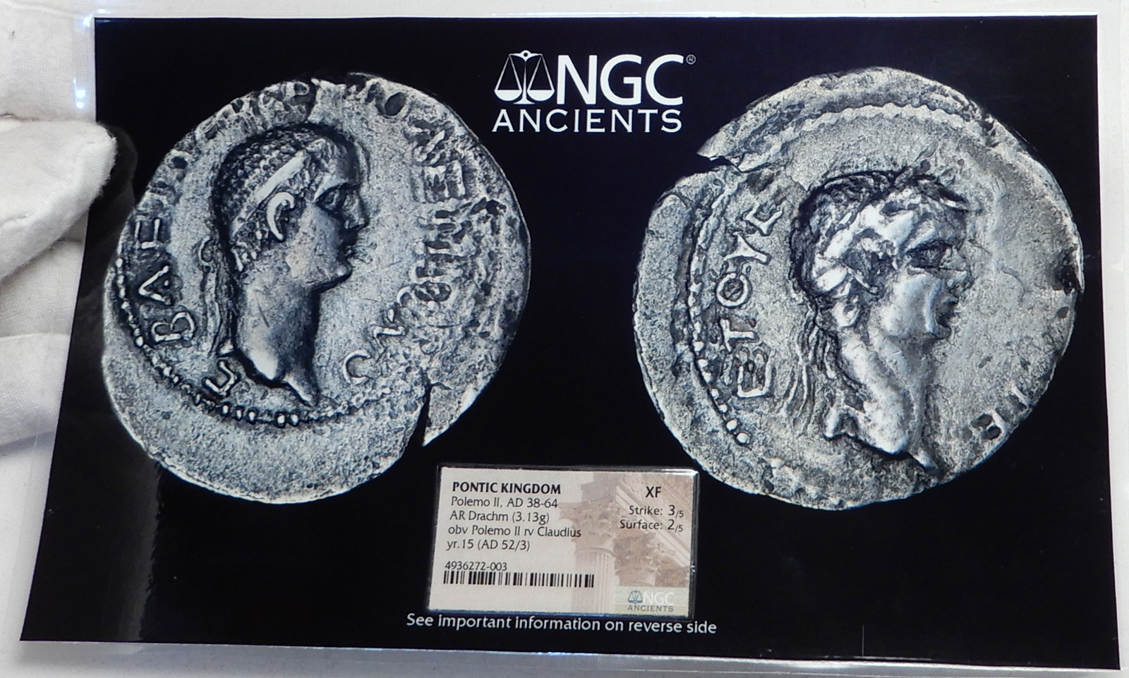 POLEMO II king of PONTUS Roman Emp Claudius Ancient Silver Greek Coin ...