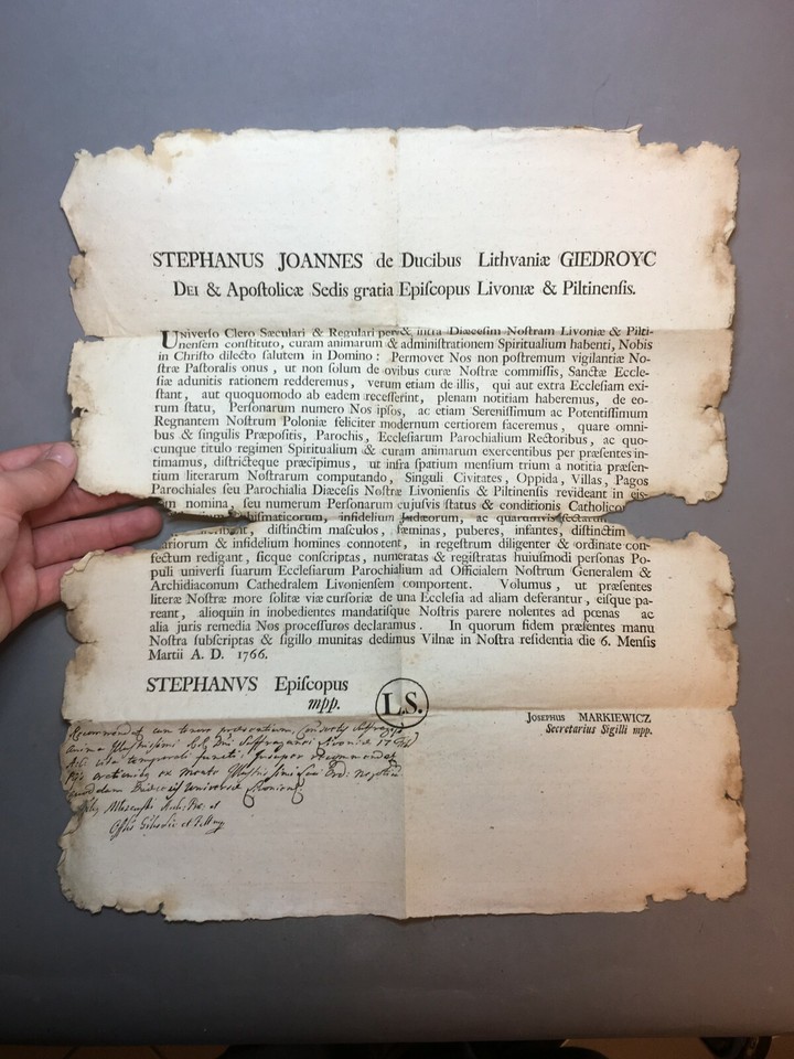 ANTIQUE MANUSCRIPT ANCIENT DOCUMENT ERNST BIRON 1766 YEAR | eBay