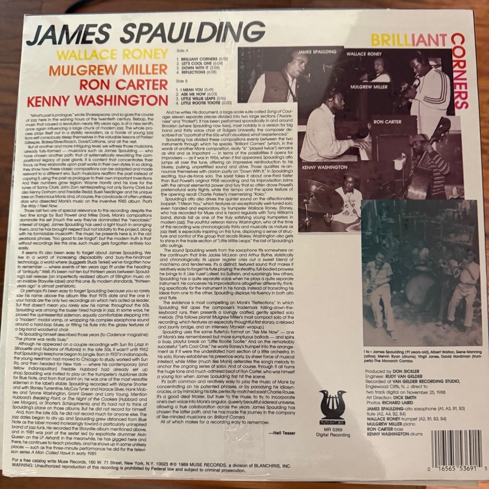 James Spaulding - Brilliant Corners LP Record 1988 Muse Jazz 33 RPM | eBay