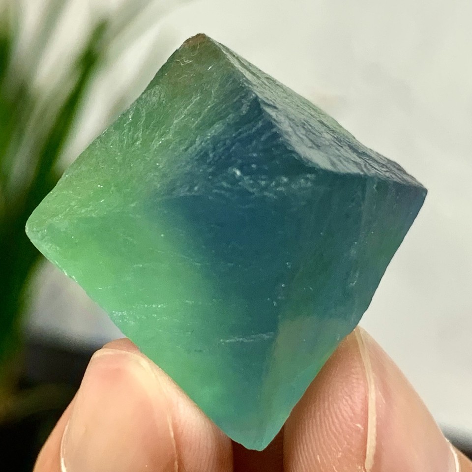 28G Natural blue green fluorite octahedron quartz crystal healing | eBay