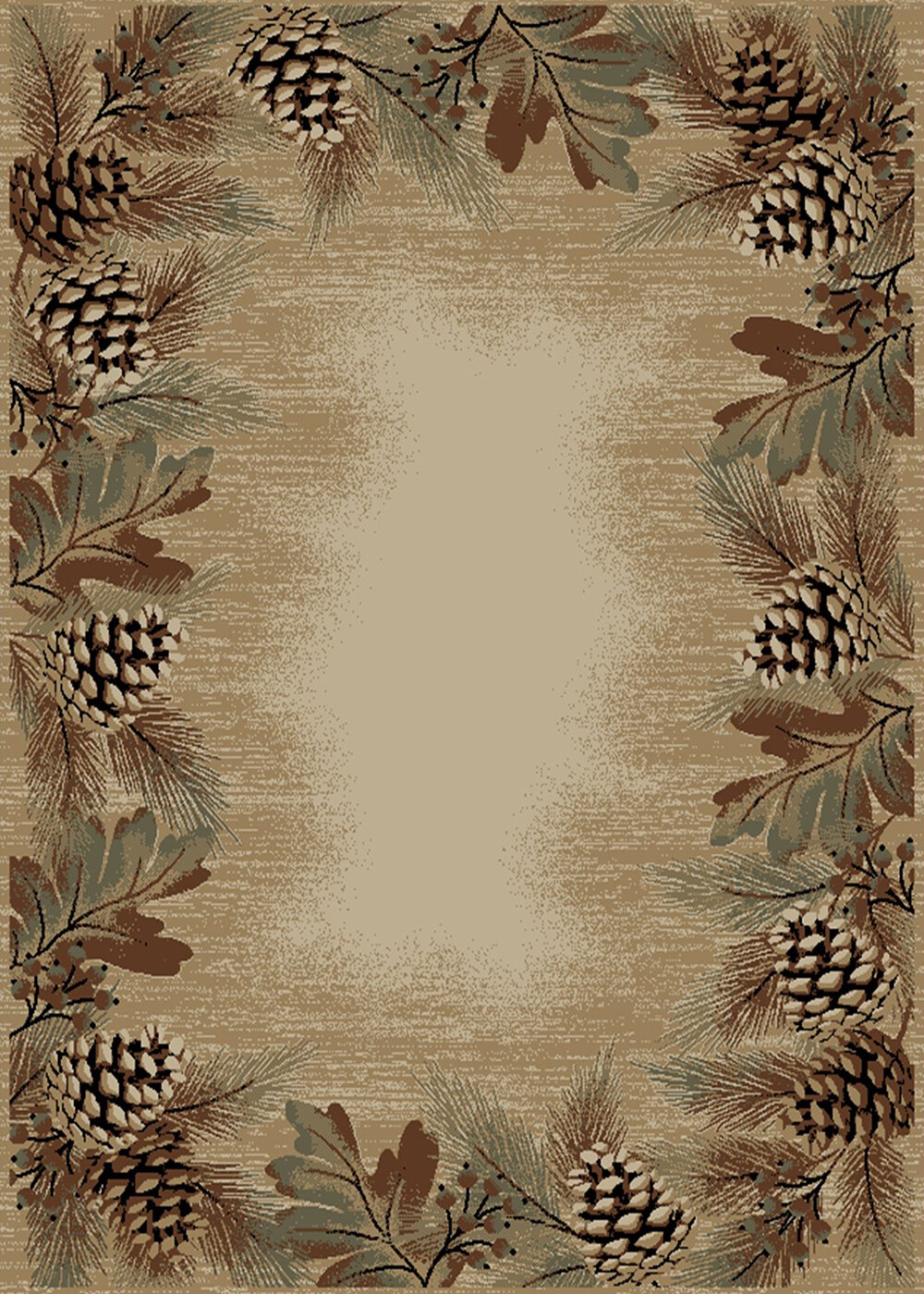 Pembroke Pines Area Rug Runner Lodge Cabin Open Pine Cone Border ...