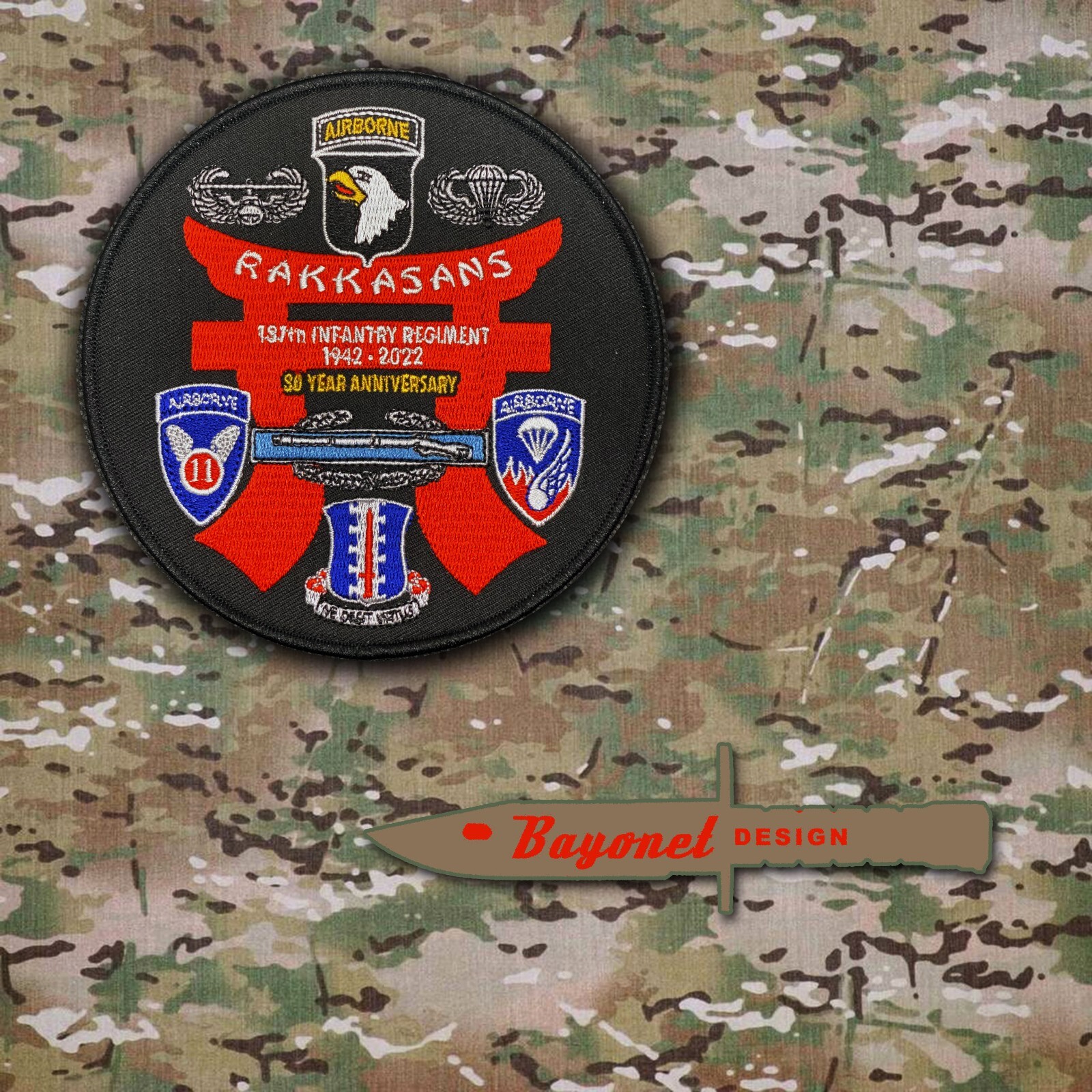 187th PIR Rakkasan Commemorative Embroidered Patch - 5" Wax back ...