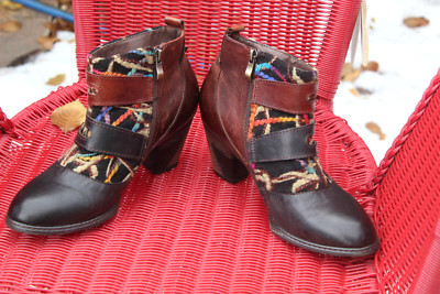 SPRING STEP L ARTISTE REDDING BOOTIES BLACK/BROWN LEATHER SZ 39 US 8.5 ...