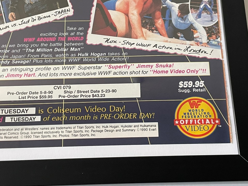 Vintage WWF Wrestling World Tour VHS Poster Promo Ad Super Rare 9x12 ...