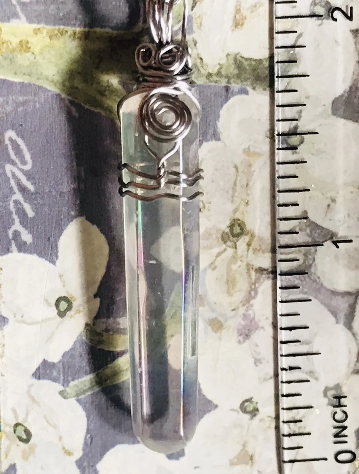Natural Rainbow AB Clear Quartz Crystal Point Wire Wrapped Pendant ...