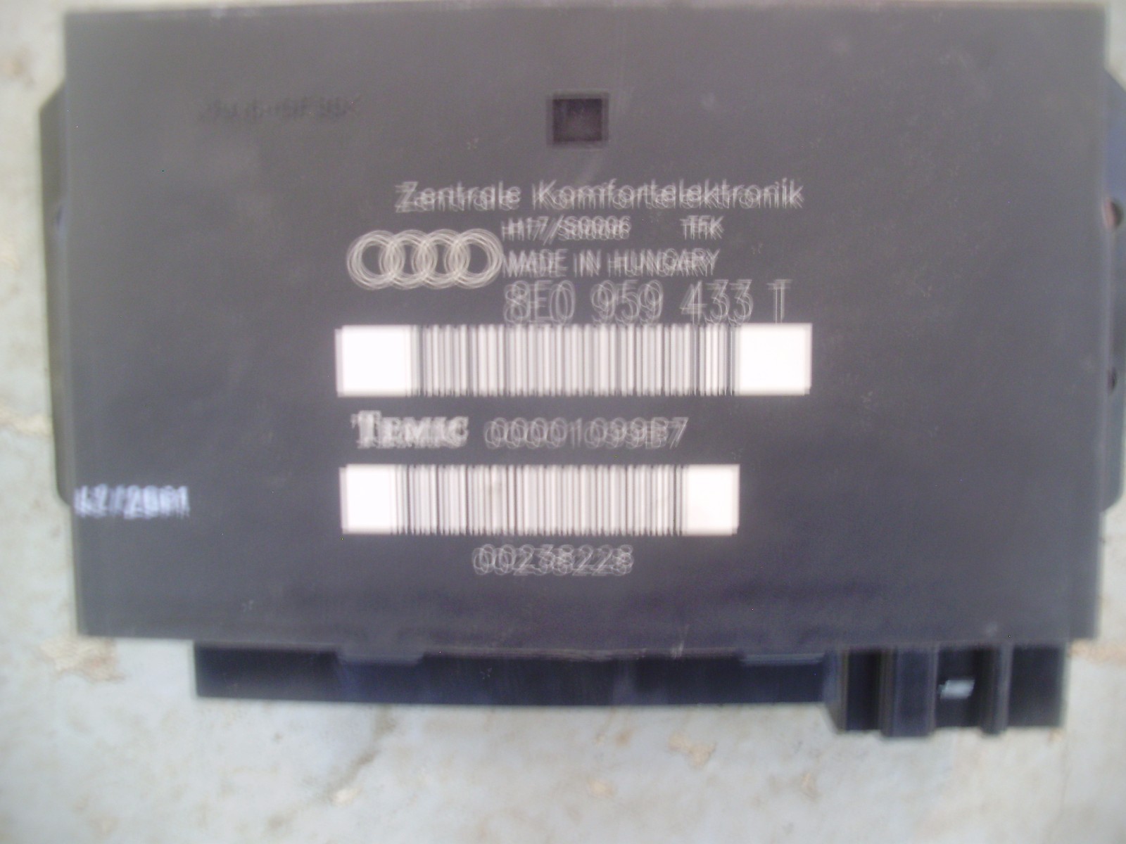 02-05 AUDI A4 1.8T - 3.0 V6 BODY COMFORT CONTROL MODULE BCM CCM 8E0 959 ...