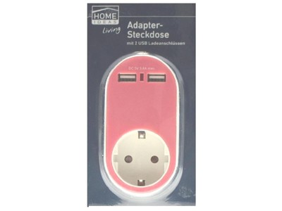 Adapter Steckdose mit 2 USB Ladeanschlüssen Zwischen-Stecker Steckdose ...