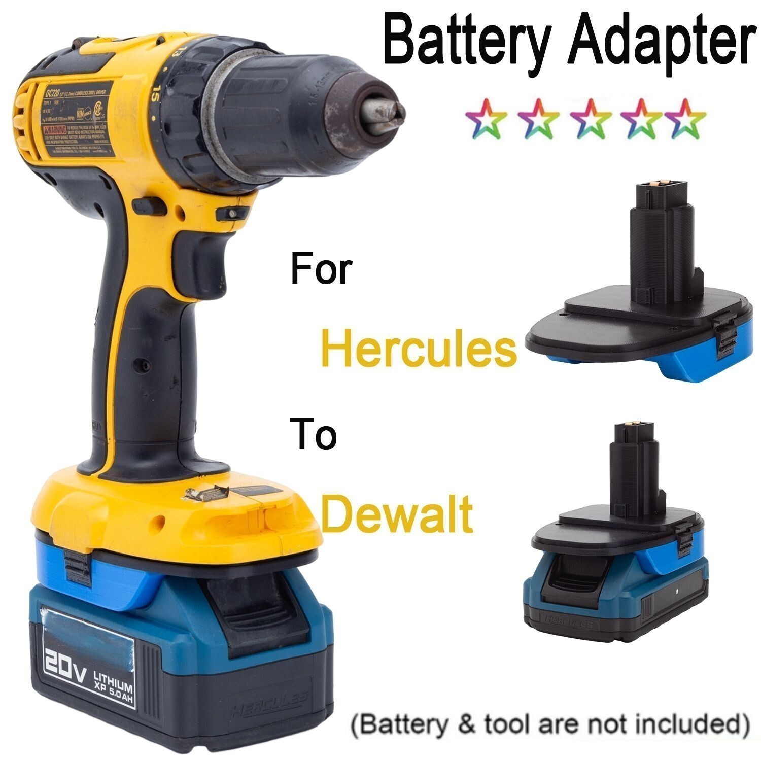 New For Hercules 20V Li-ion Battery Adapter Converter to for Dewalt 18V ...