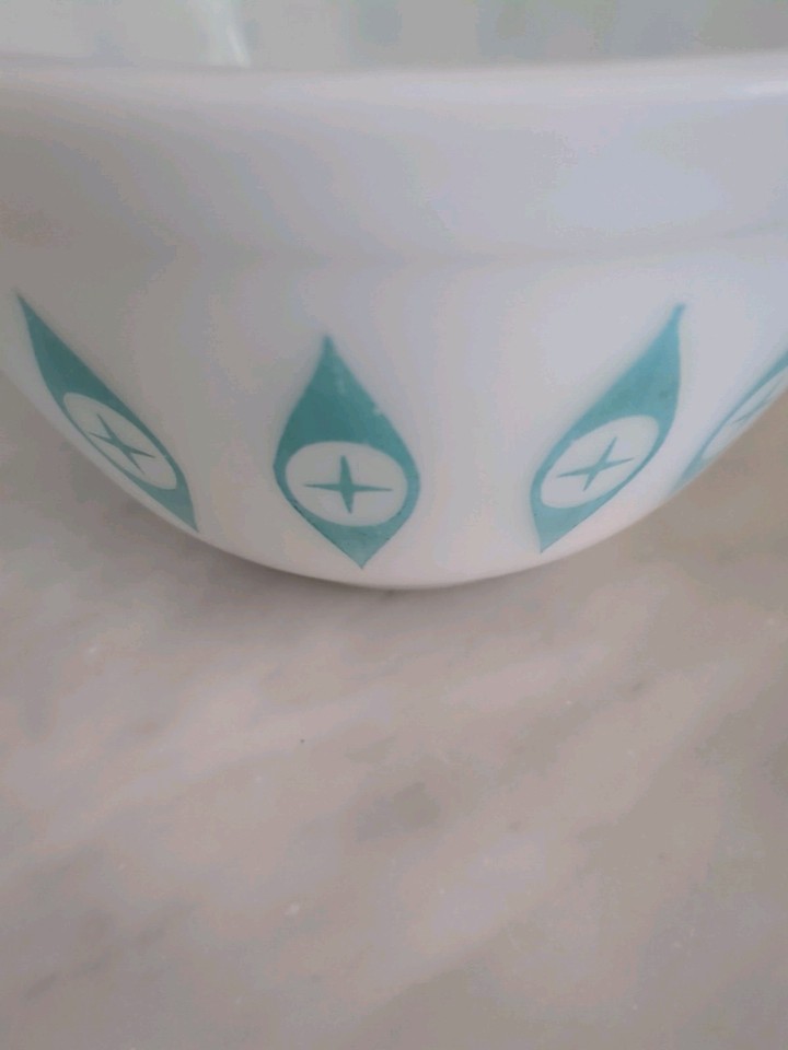 Atomic Eye Vintage Pyrex Mixing Dip Bowl Unmarked Blue White Small *See ...