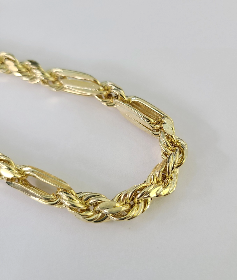 Real 10k Yellow Gold Bracelet Milano Rope 7mm 9 Inch Diamond Cut 10KT ...