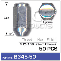 NICE PRODUCTS Chrome Nuts pk50 B345-50 B345-50 | eBay