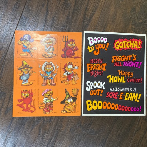 Vintage 1978 Garfield Stickers Happy Halloween Costumes Jim Davis Words ...