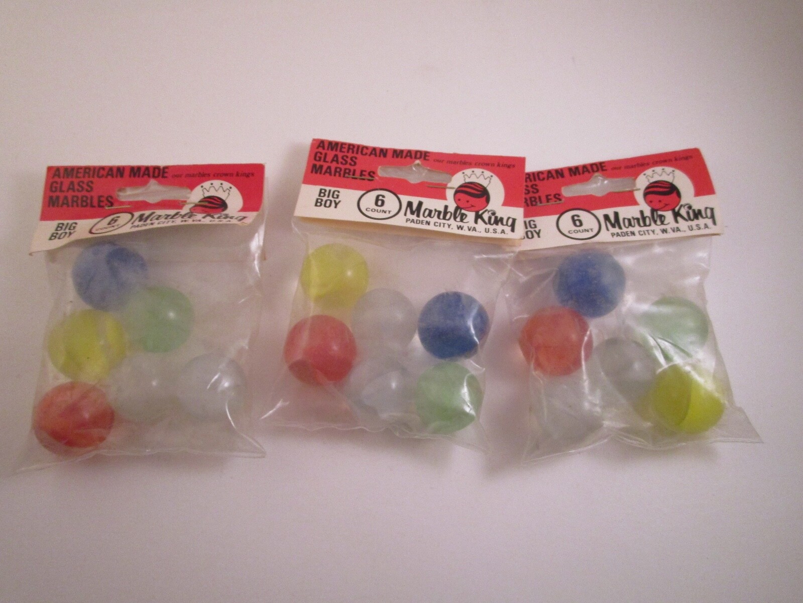Vintage NOS Marble King Lot of 3 6-Count Big Boy Marbles Game Toys | eBay