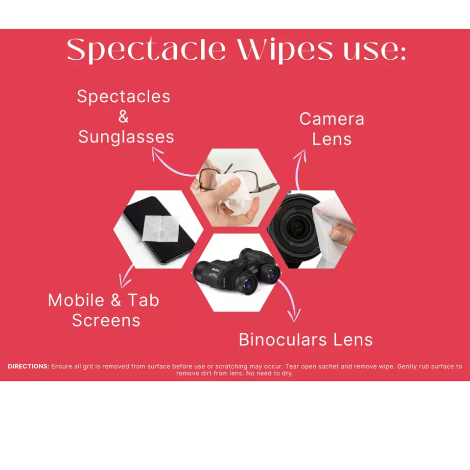 Spectacle Lens Cleaning Glasses Wipes Quick Gentle Deep Cleaner Pack 6 ...