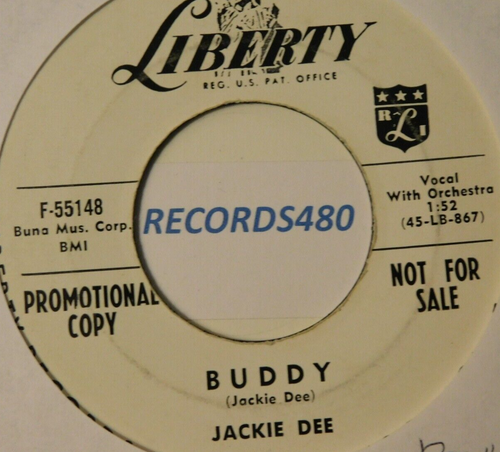PROMO 45 Jackie Dee (AKA Jackie DeShannon) "Buddy/Strolypso Dance ...