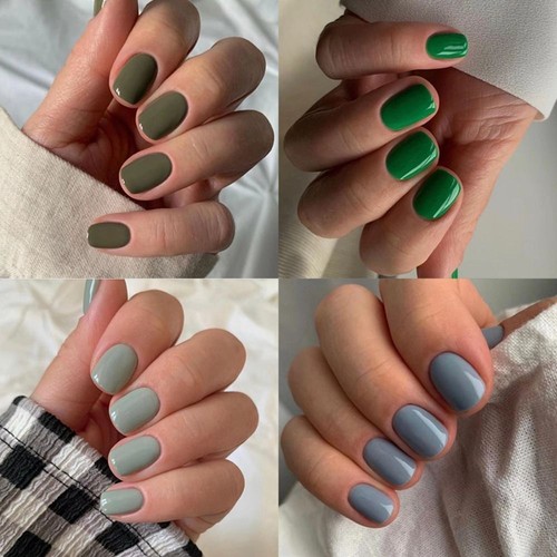 Manicure Press on Nails Fake Nials French Pure Color Short False Nails ...