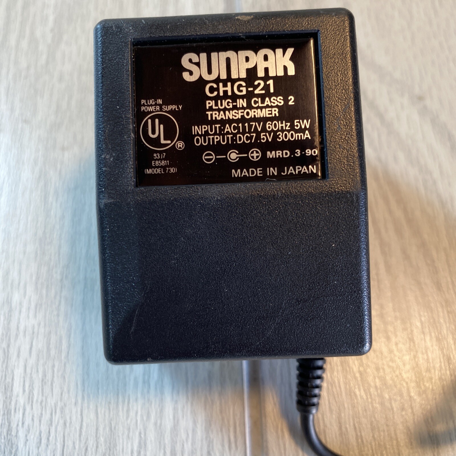 Sunpak AC/DC Power Adapter Chg-21 Plug-In Class 2 Transformer Made in ...