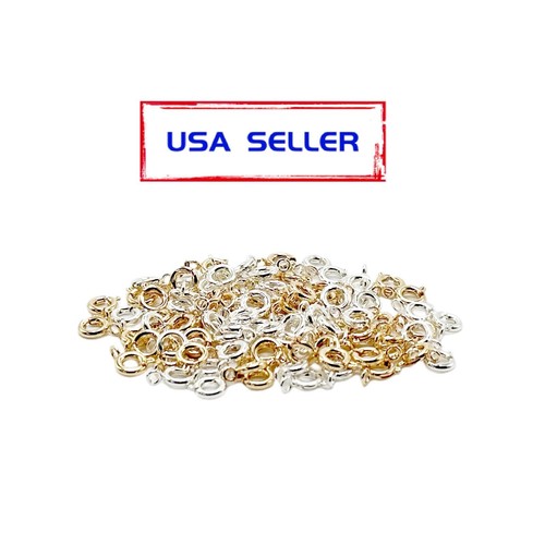 10 Pcs Round Spring Ring Clasps With Open Loop Plated Brass Metal ...