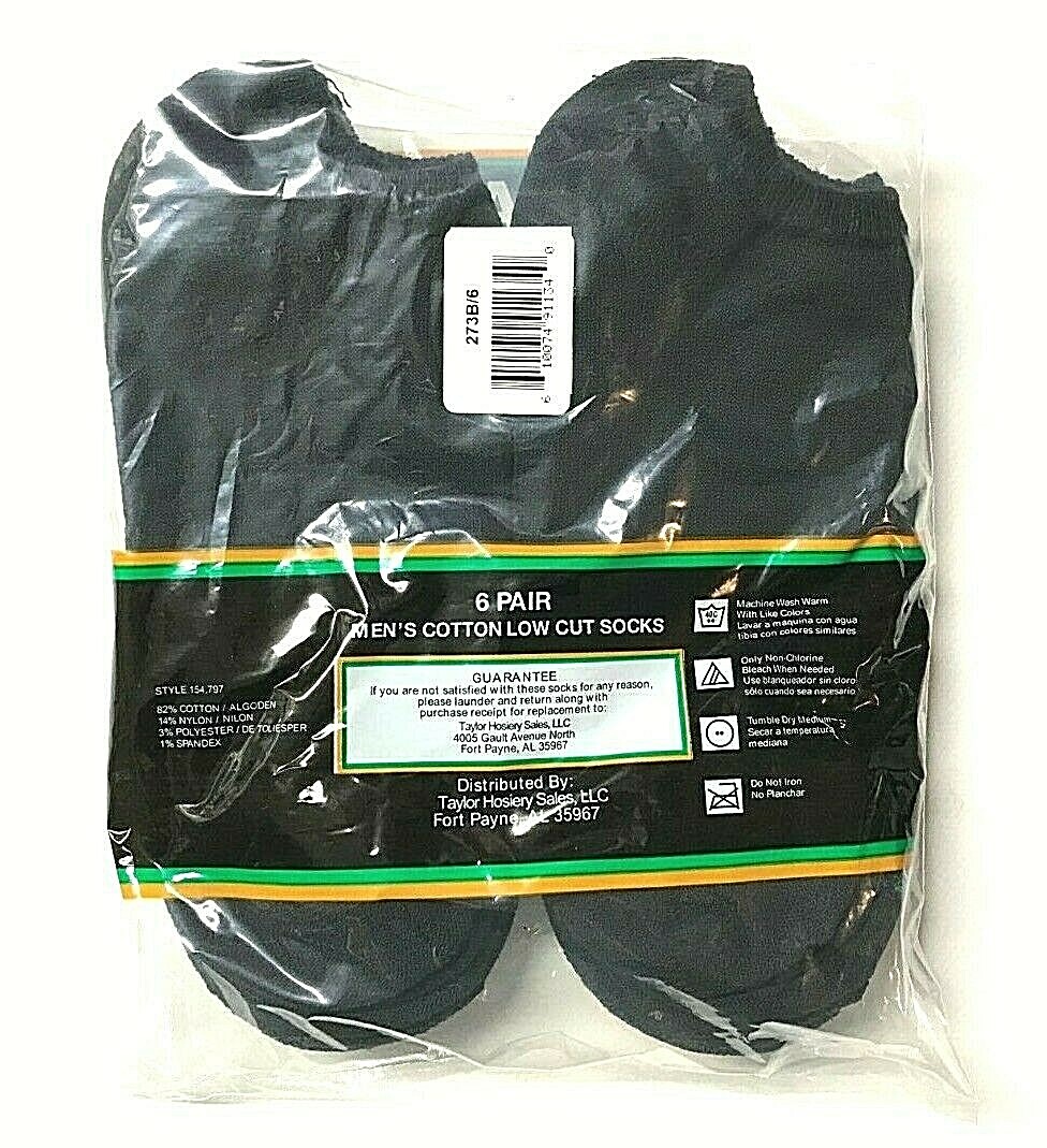 6 /12 Pair HYTEST MENS COTTON Black Work / Sport NO SHOW Socks Size 10 ...
