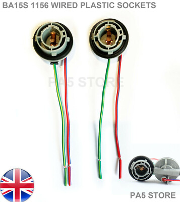 2x Offset BAU15S 1156 Plastic Wired Light Bulb Socket Holder PY21W LED ...