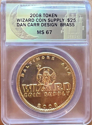 2008 WIZARDS COIN SUPPLY Brass Merchant Token Dan Carr Designed ANACS ...