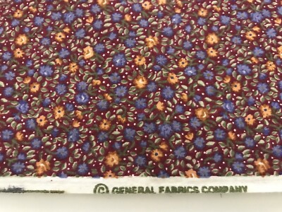 Cotton Quilt Fabric Floral Maroon Blue Yellow General Fabrics Company ...