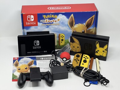 Nintendo Switch Console Pokemon Let's Go Pikachu + Poke Ball Plus CIB ...