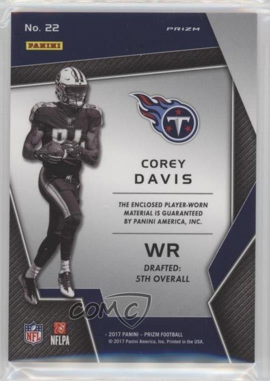 2017 Panini Prizm Prizm Premier Jerseys Pink Corey Davis #22 Rookie RC ...