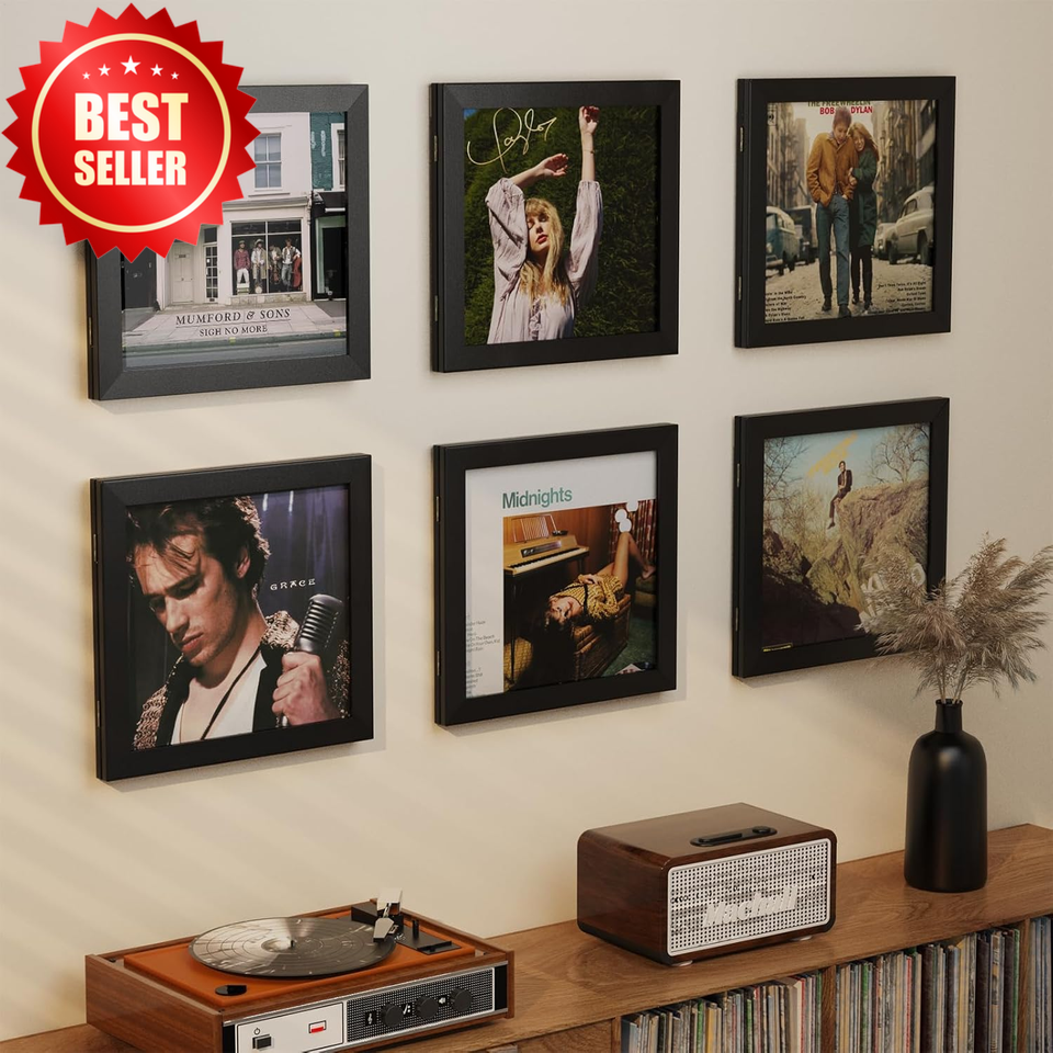4 Pack 12x12 Vinyl Record Frames Wall Mount LP Album Display Frame Black | eBay
