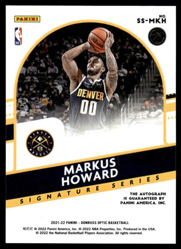2021-22 Donruss Optic Signature Series Markus Howard Auto Denver ...