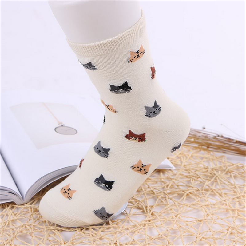 HOT four seasons Comfortable Cartoon Cat breathable cotton socks unisex ...