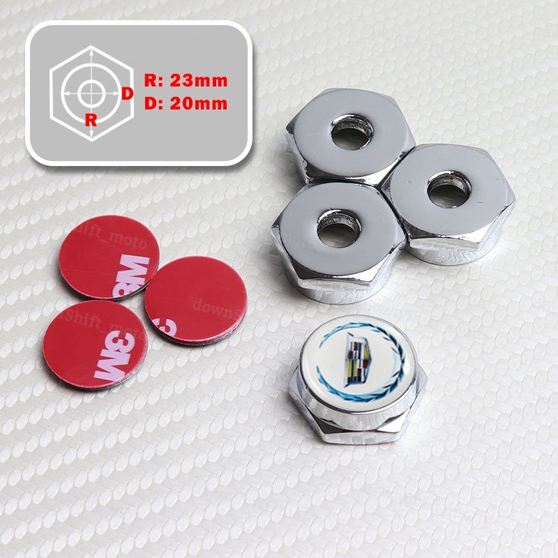 1 set metal car license plate frame screw bolt cap cover nuts Chrome ...