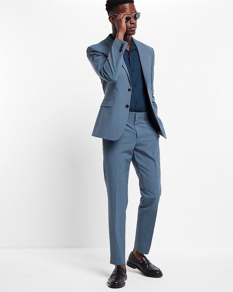 NEW EXPRESS $298 DUSTY BLUE EXTRA SLIM WOOL BLEND MODERN TECH SUIT ...
