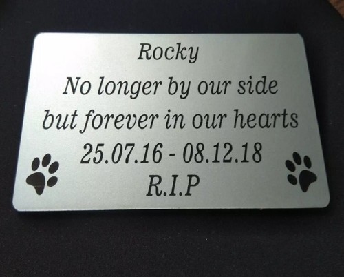 Personalised Pet Memorial Plaque Dog Cat Animal Engraved 8 x 6 cm Your ...