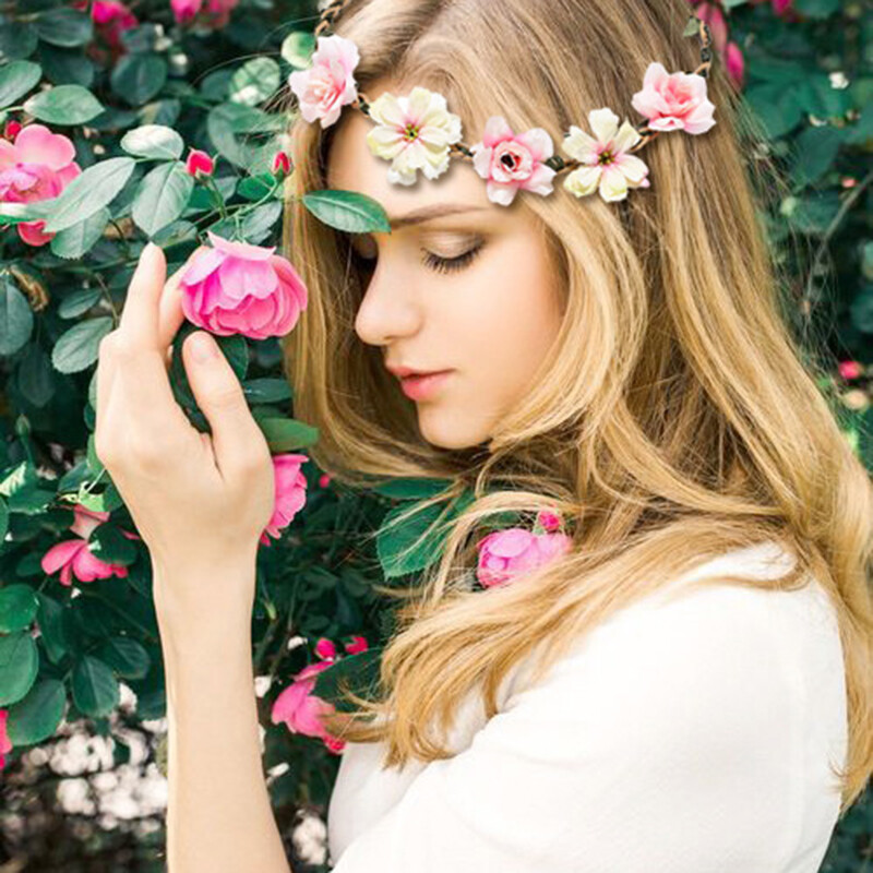 Flower Headband Head Garland Hair Band Crown Wreath Festival Boho Beach ...