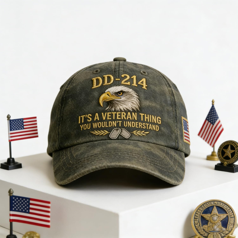DD-214 Veteran Army Baseball Cap - Adjustable Embroidered Eagle ...